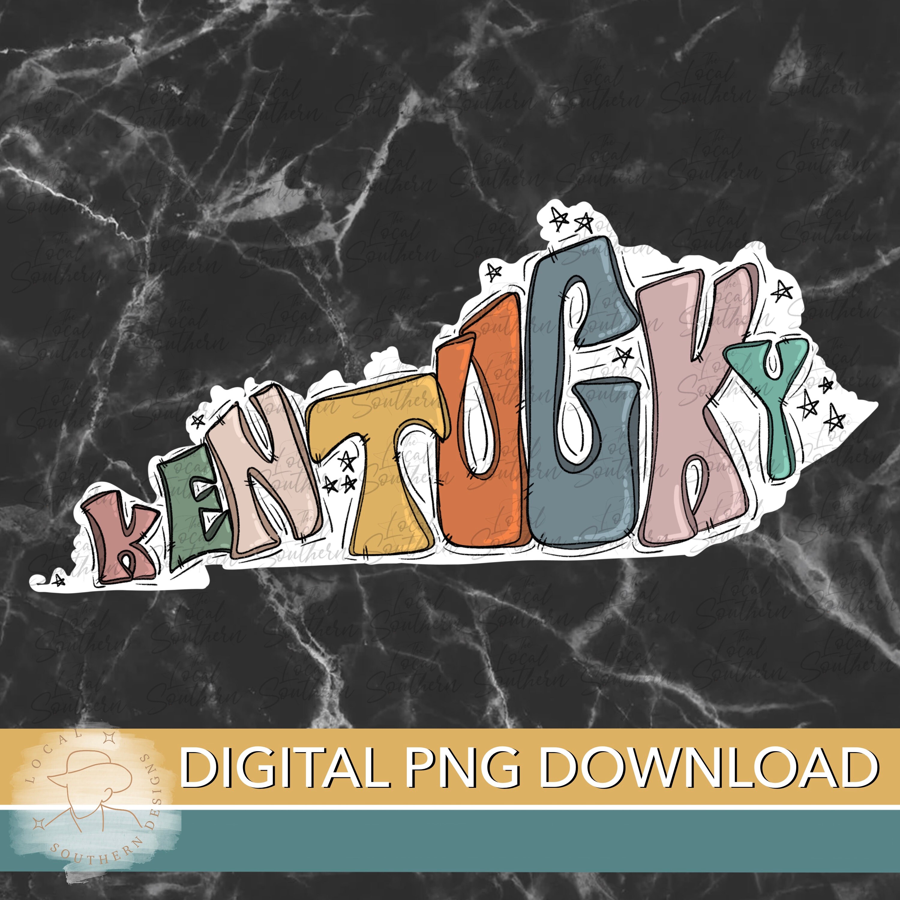 DIGITAL Hand Drawn Lettering Retro State of Kentucky PNG FILE - Etsy