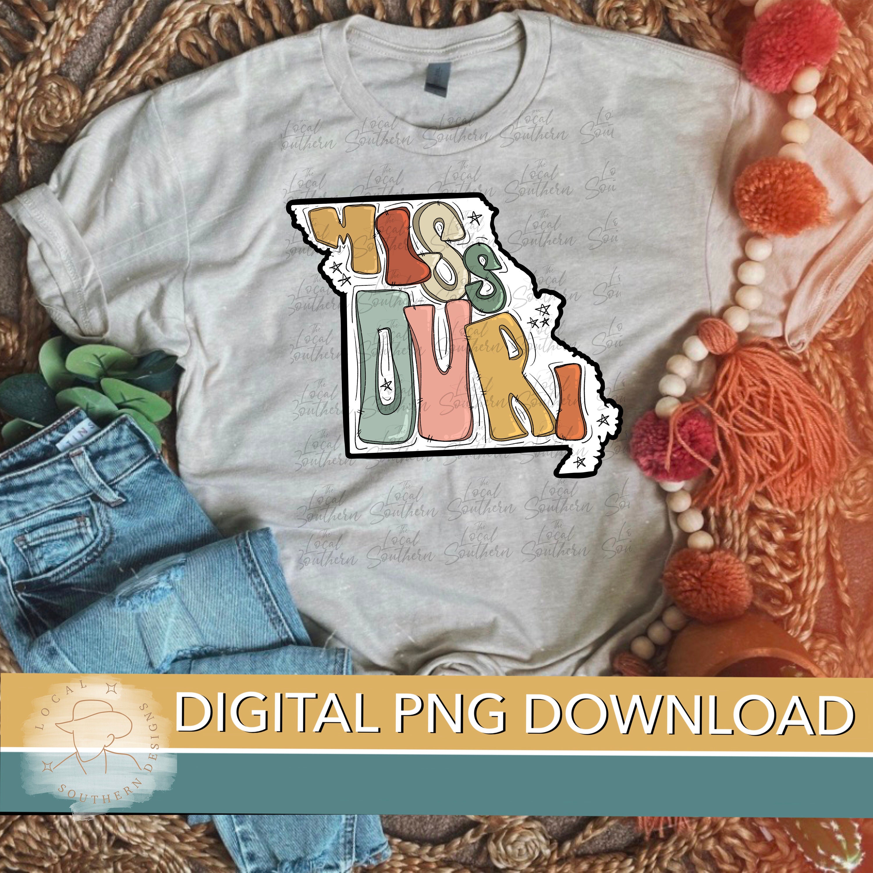 DIGITAL Hand Drawn Lettering Retro State of Missouri PNG FILE - Etsy