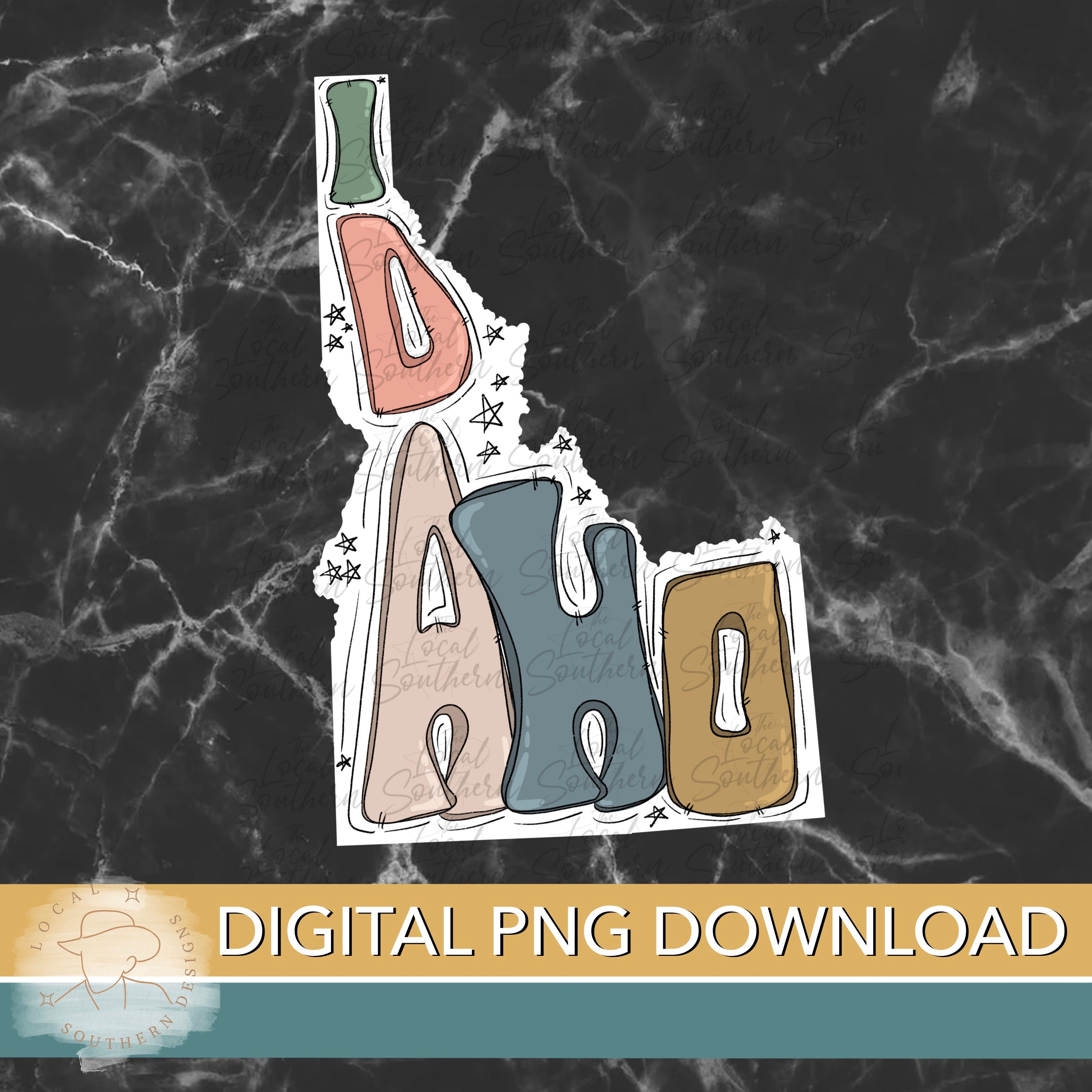 DIGITAL Hand Drawn Lettering Retro State of Idaho PNG FILE - Etsy