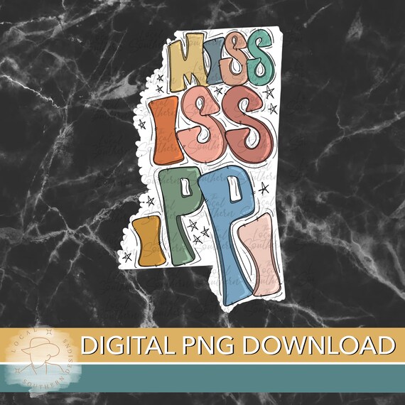 DIGITAL Hand Drawn Lettering Retro State of Mississippi PNG - Etsy