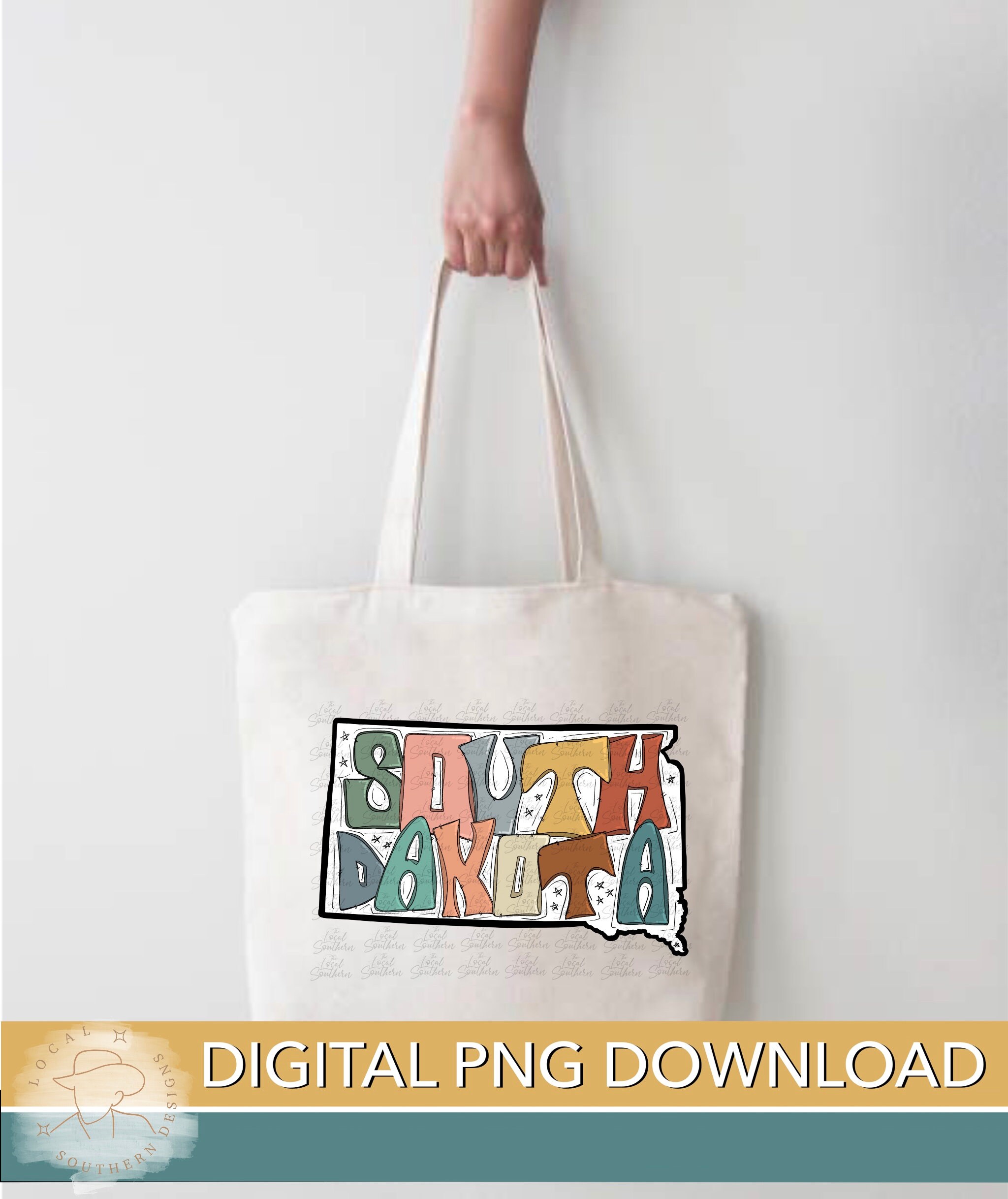 DIGITAL Hand Drawn Lettering Retro State of South Dakota PNG - Etsy