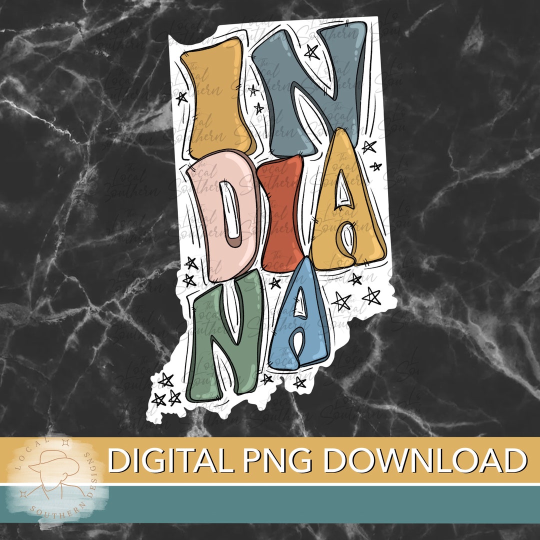 DIGITAL Hand Drawn Lettering Retro State of Indiana PNG FILE - Etsy