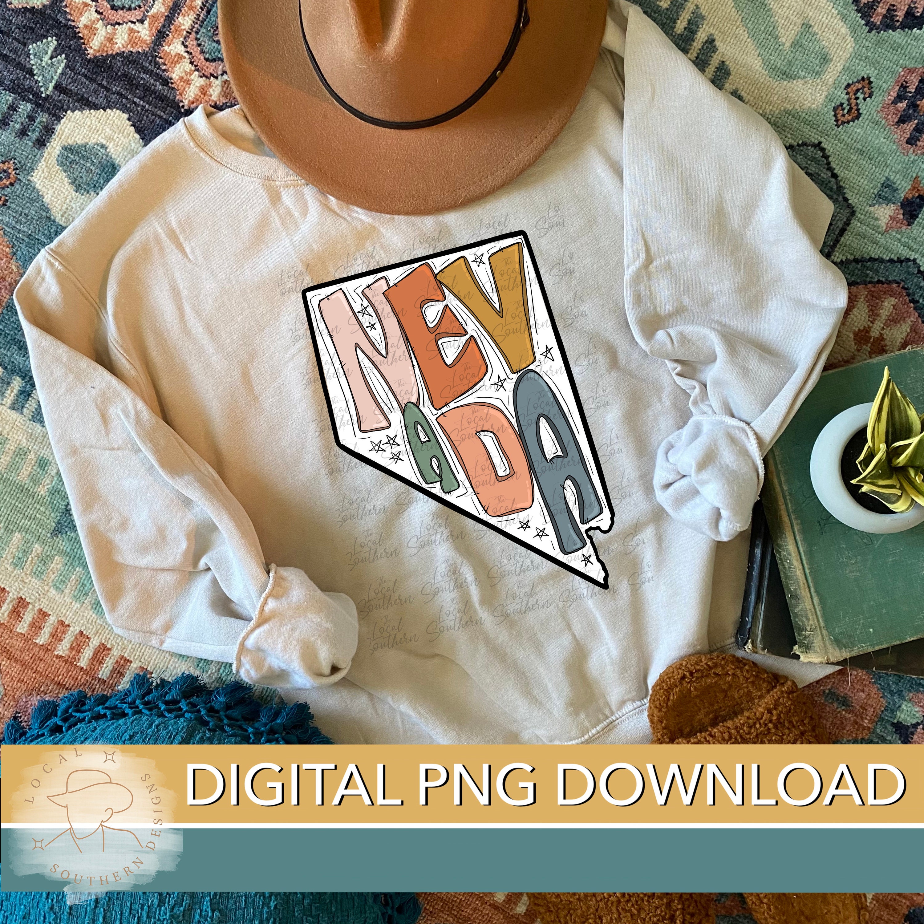 DIGITAL Hand Drawn Lettering Retro State of Nevada PNG FILE - Etsy