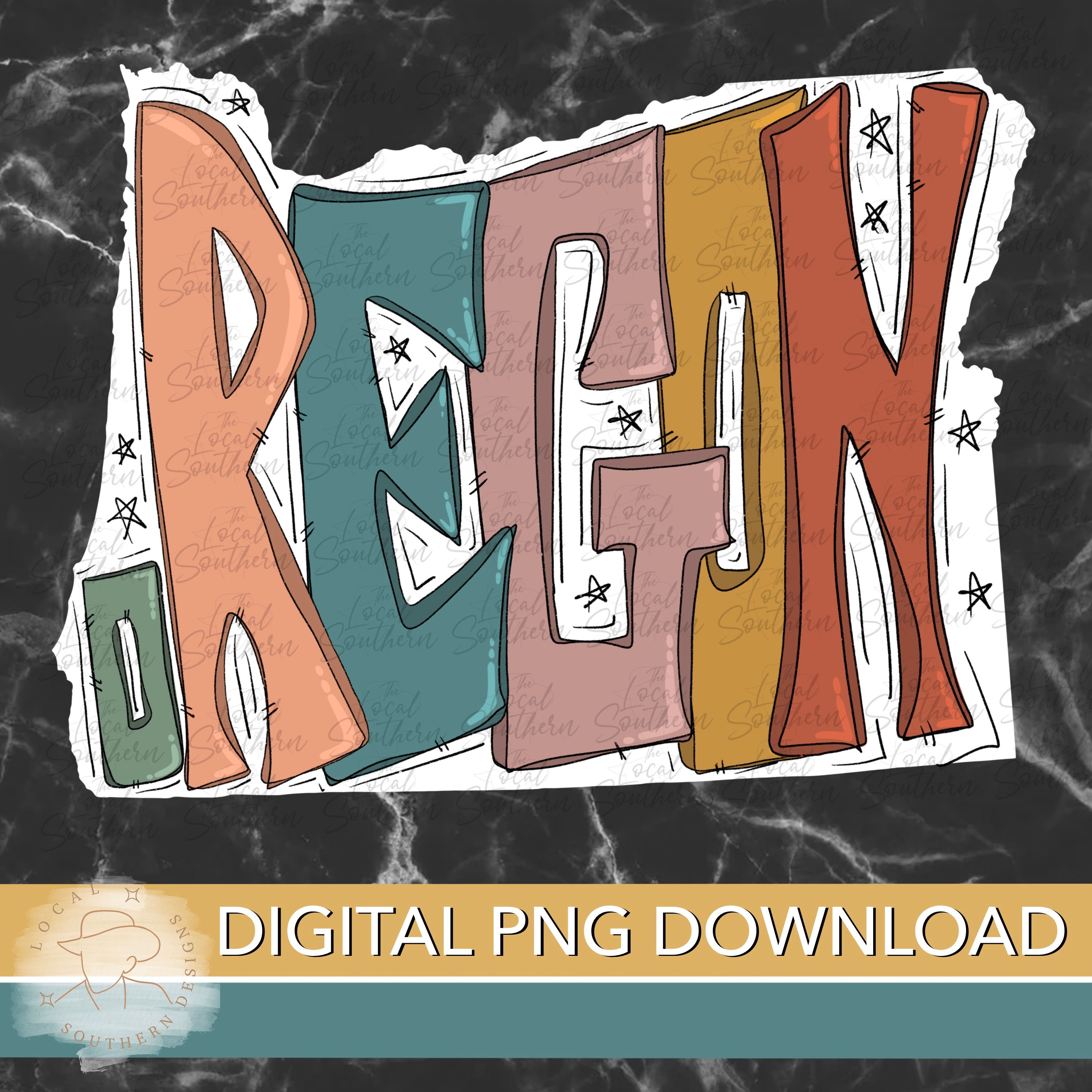 DIGITAL Hand Drawn Lettering Retro State of Oregon PNG FILE - Etsy