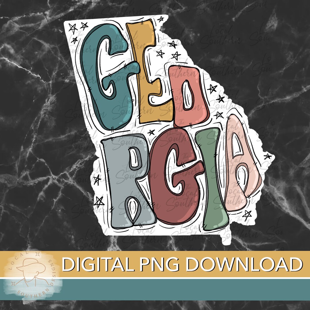 DIGITAL Hand Drawn Lettering Retro State of Georgia PNG FILE - Etsy