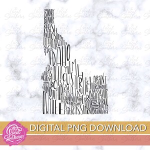 DIGITAL State of Idaho Colorful Counties Hand Lettering / Color and ...