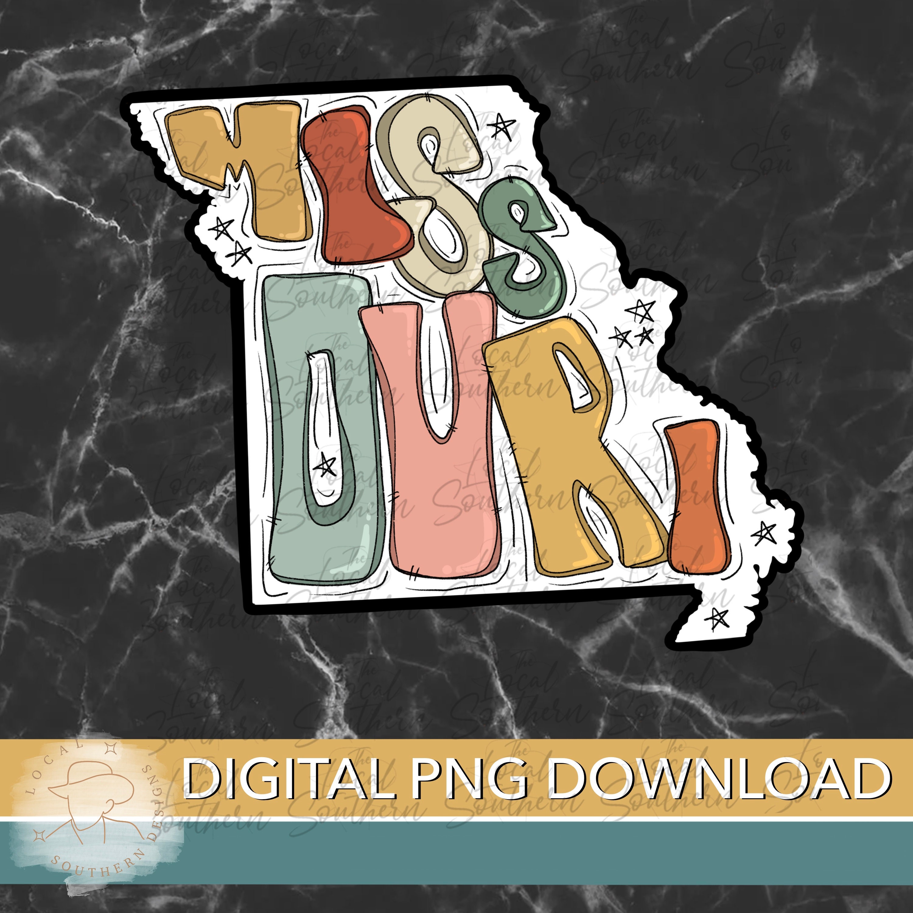DIGITAL Hand Drawn Lettering Retro State of Missouri PNG FILE - Etsy