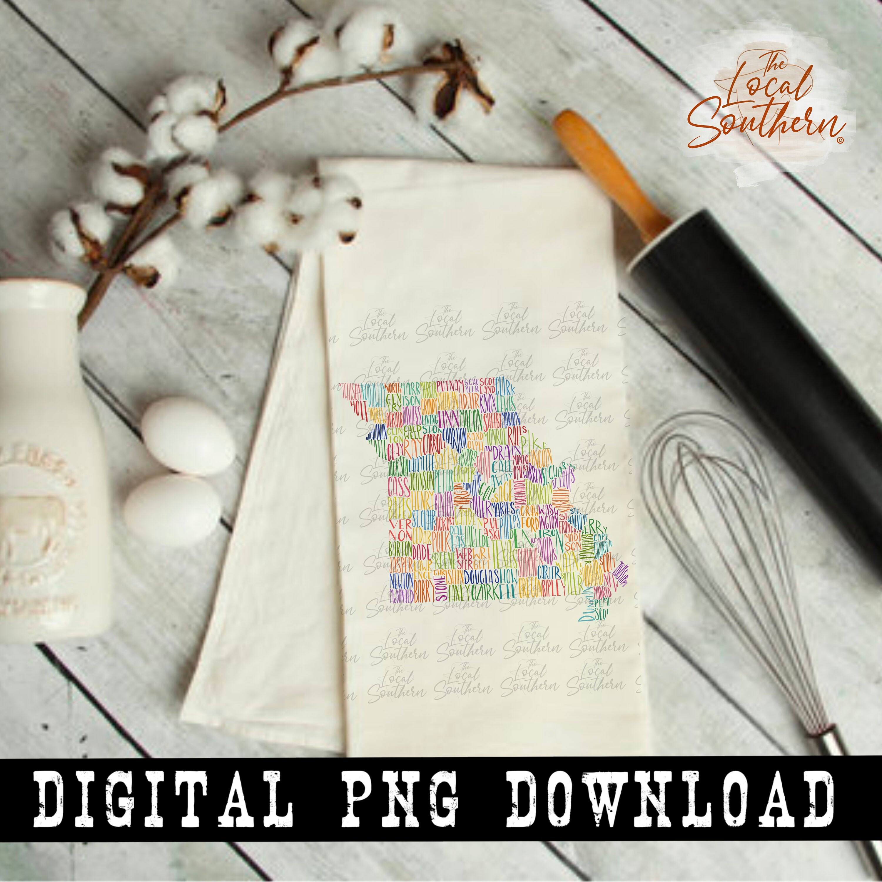 DIGITAL State of Missouri Colorful Counties Hand Lettering / Color and ...