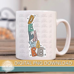 DIGITAL Hand Drawn Lettering Retro State of Delaware PNG FILE - Etsy