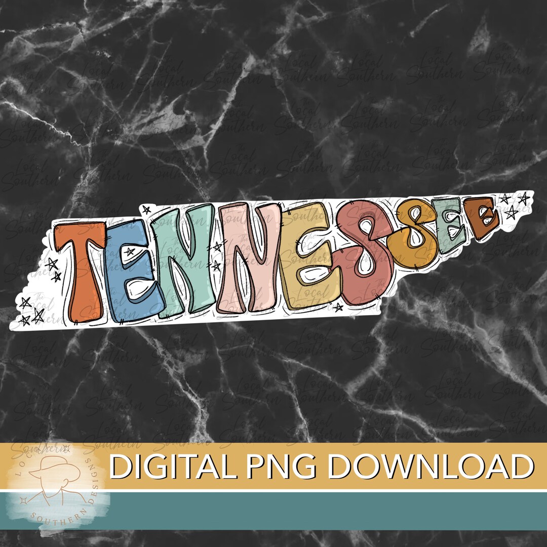 DIGITAL Hand Drawn Lettering Retro State of Tennessee PNG FILE - Etsy