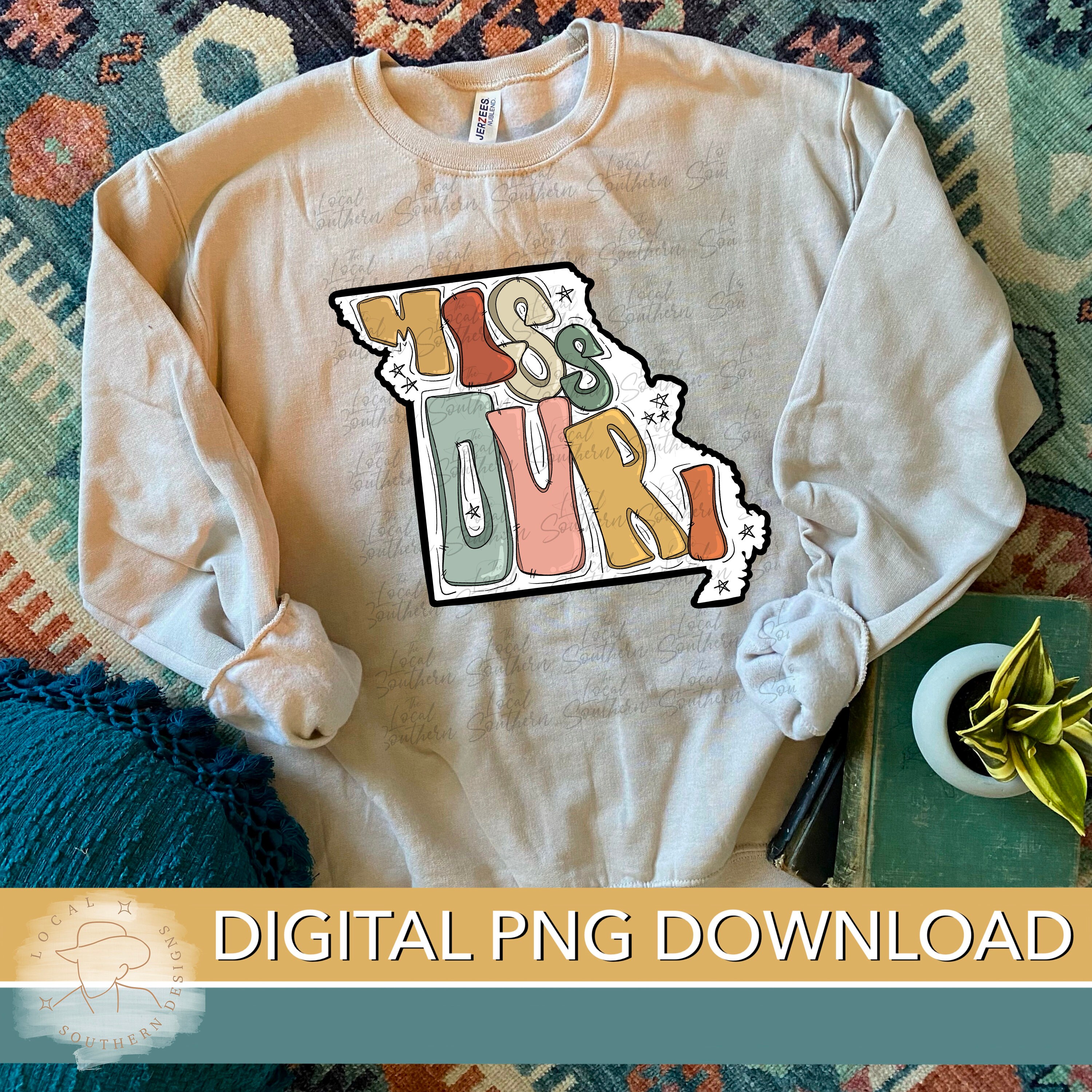 DIGITAL Hand Drawn Lettering Retro State of Missouri PNG FILE - Etsy