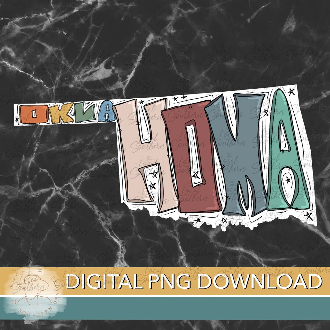DIGITAL Hand Drawn Lettering Retro State of Oklahoma PNG FILE - Etsy