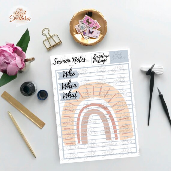 Digital Boho Rainbow Sermon Notes Pdf File Etsy