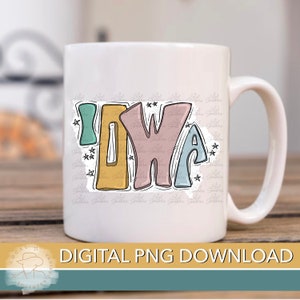 DIGITAL Hand Drawn Lettering Retro State of Iowa PNG FILE | Etsy