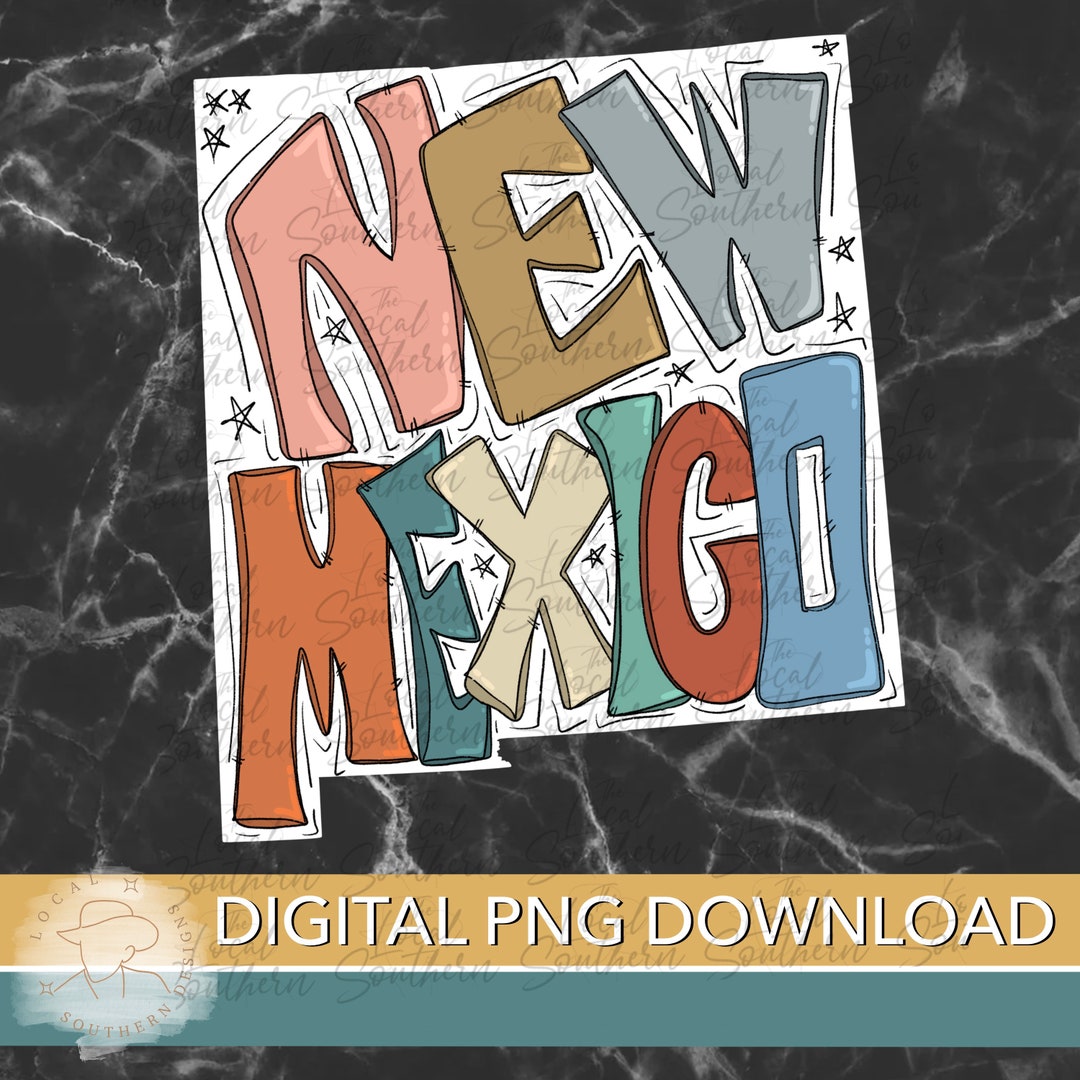 DIGITAL Hand Drawn Lettering Retro State of New Mexico PNG FILE - Etsy