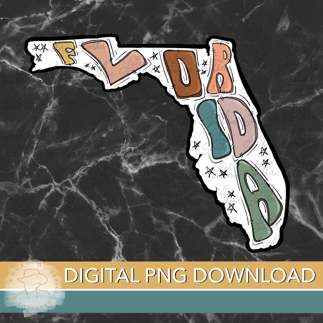 DIGITAL Hand Drawn Lettering Retro State of Florida PNG FILE - Etsy