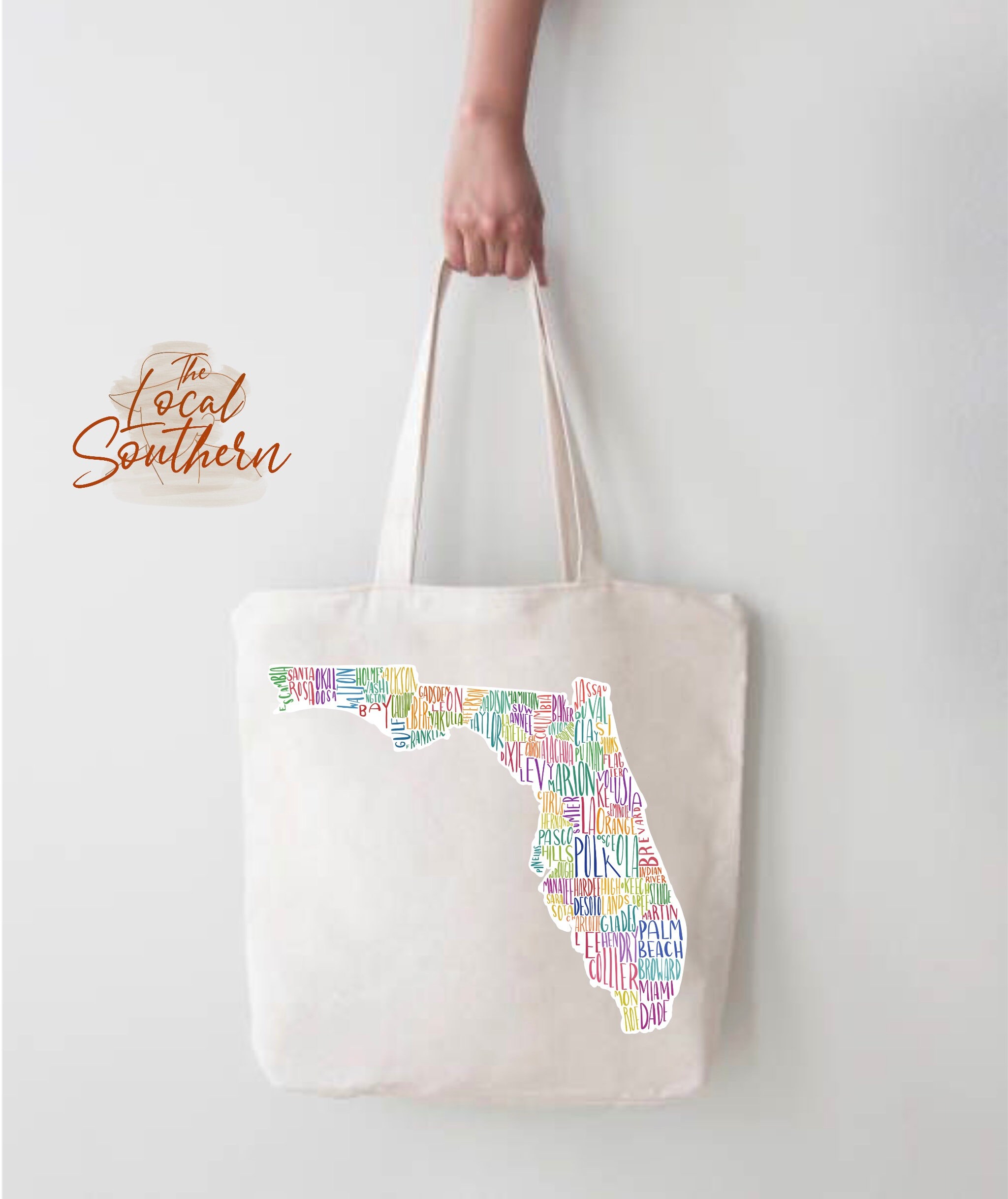 DIGITAL State of Florida Colorful Counties Hand Lettering / Color and ...