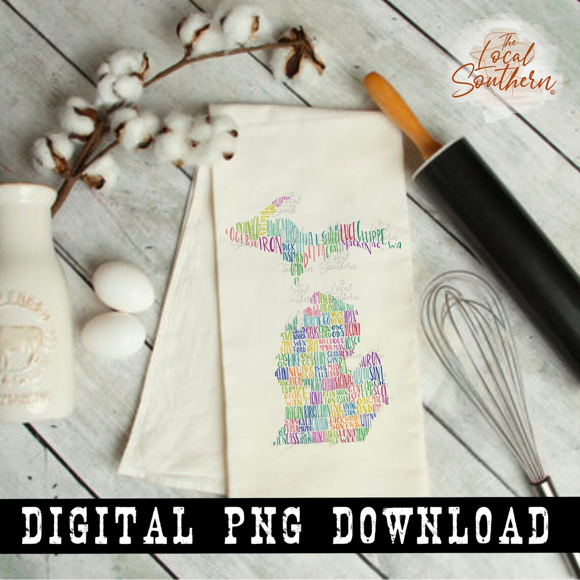 DIGITAL State of Michigan Colorful Counties Hand Lettering PNG - Etsy