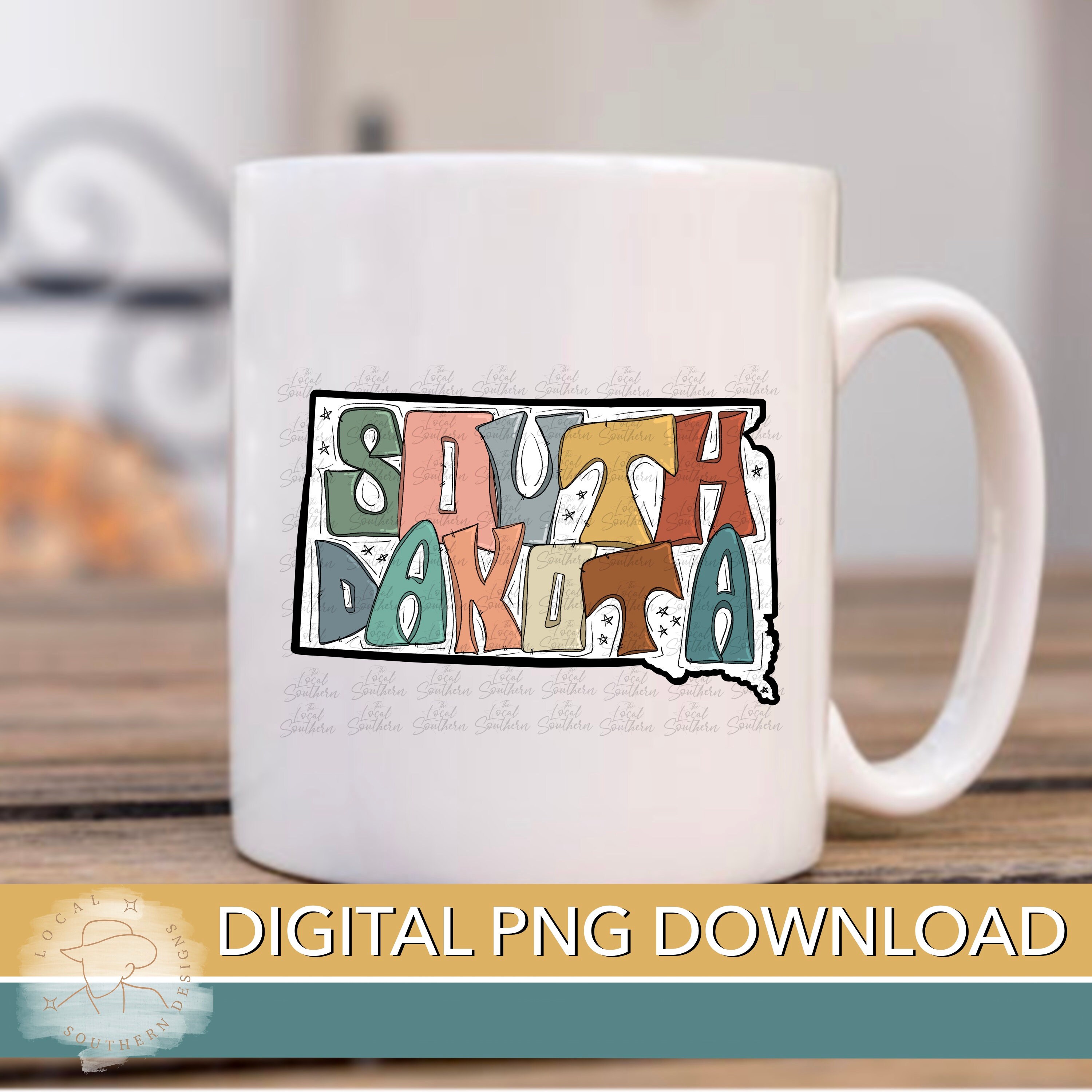 DIGITAL Hand Drawn Lettering Retro State of South Dakota PNG FILE - Etsy
