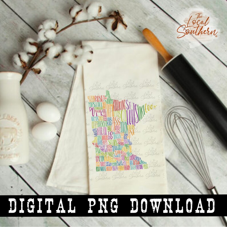 DIGITAL State of Minnesota Colorful Counties Hand Lettering / Color and ...