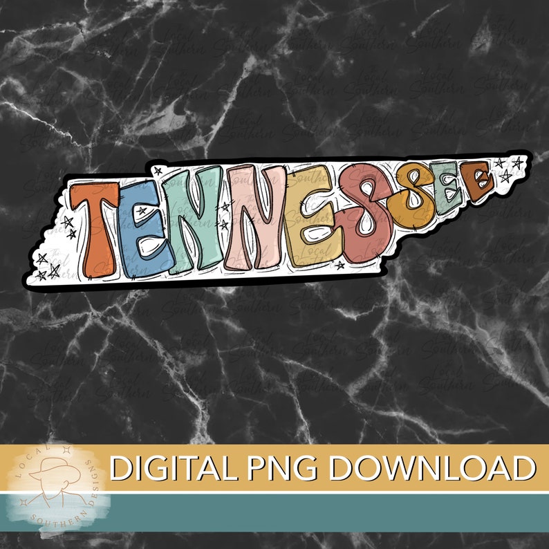 DIGITAL Hand Drawn Lettering Retro State of Tennessee PNG FILE - Etsy