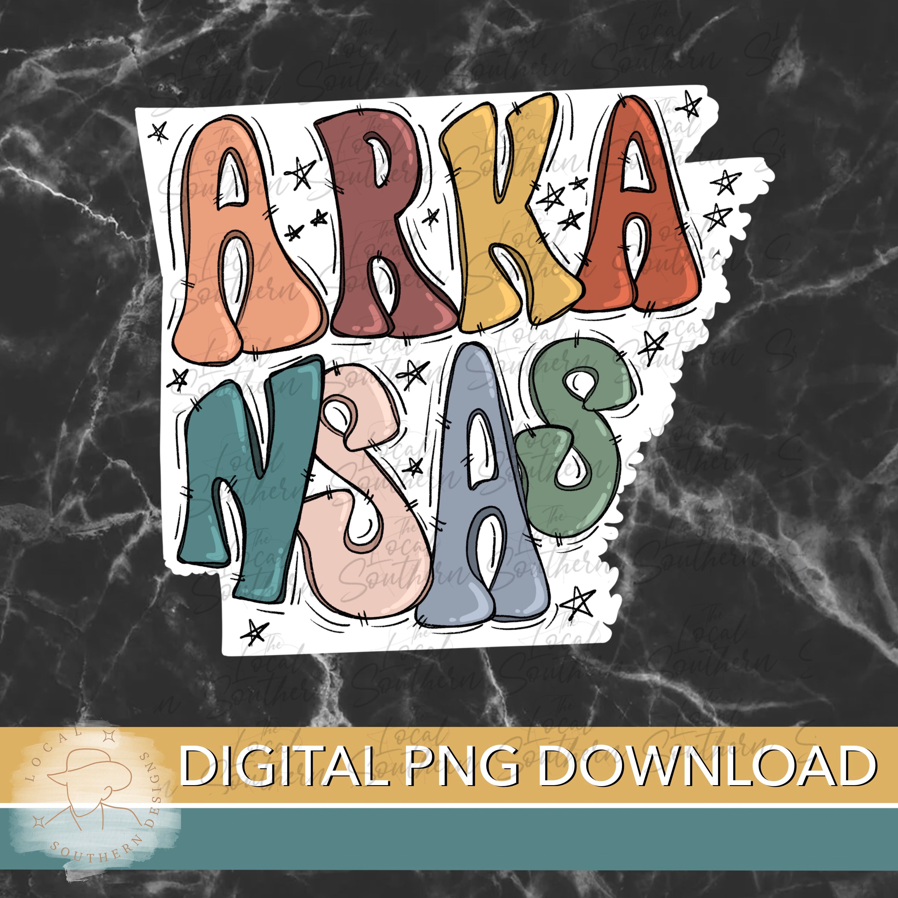 DIGITAL Hand Drawn Lettering Retro State of Arkansas PNG FILE - Etsy