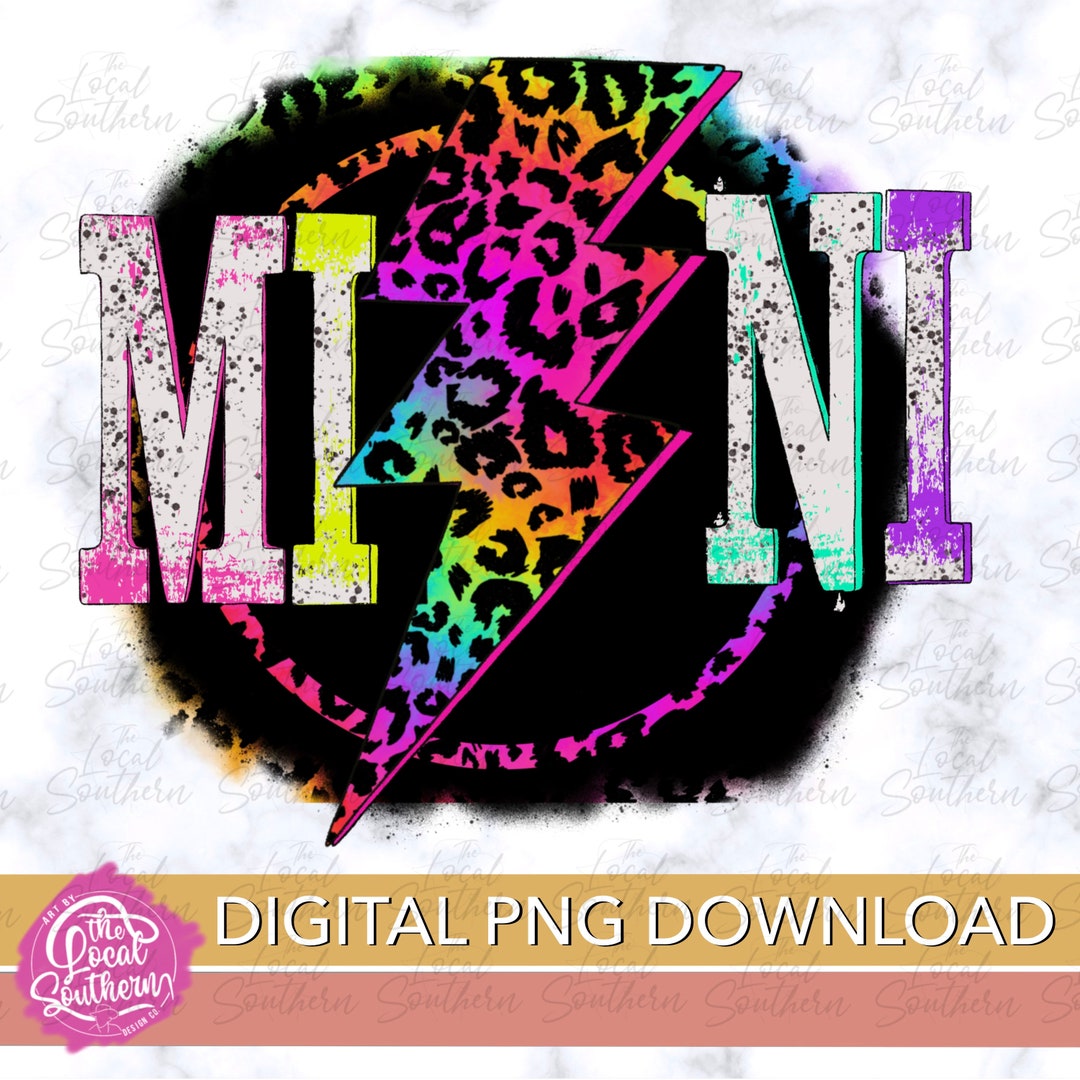 DIGITAL Mini With Lightning Bolt Neon Tie-dye Animal Print Rock N Roll ...