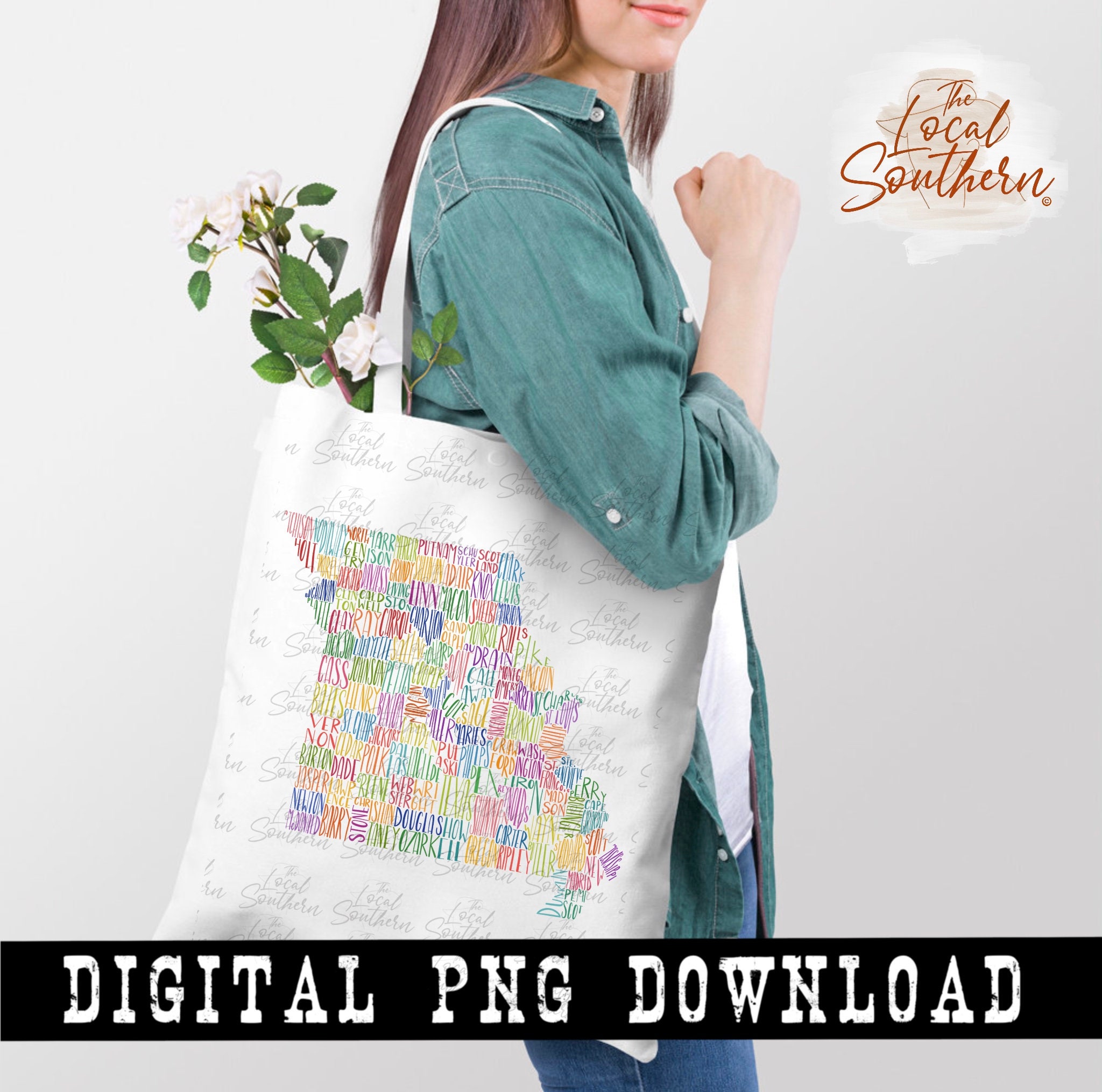 DIGITAL State of Missouri Colorful Counties Hand Lettering / Color and ...