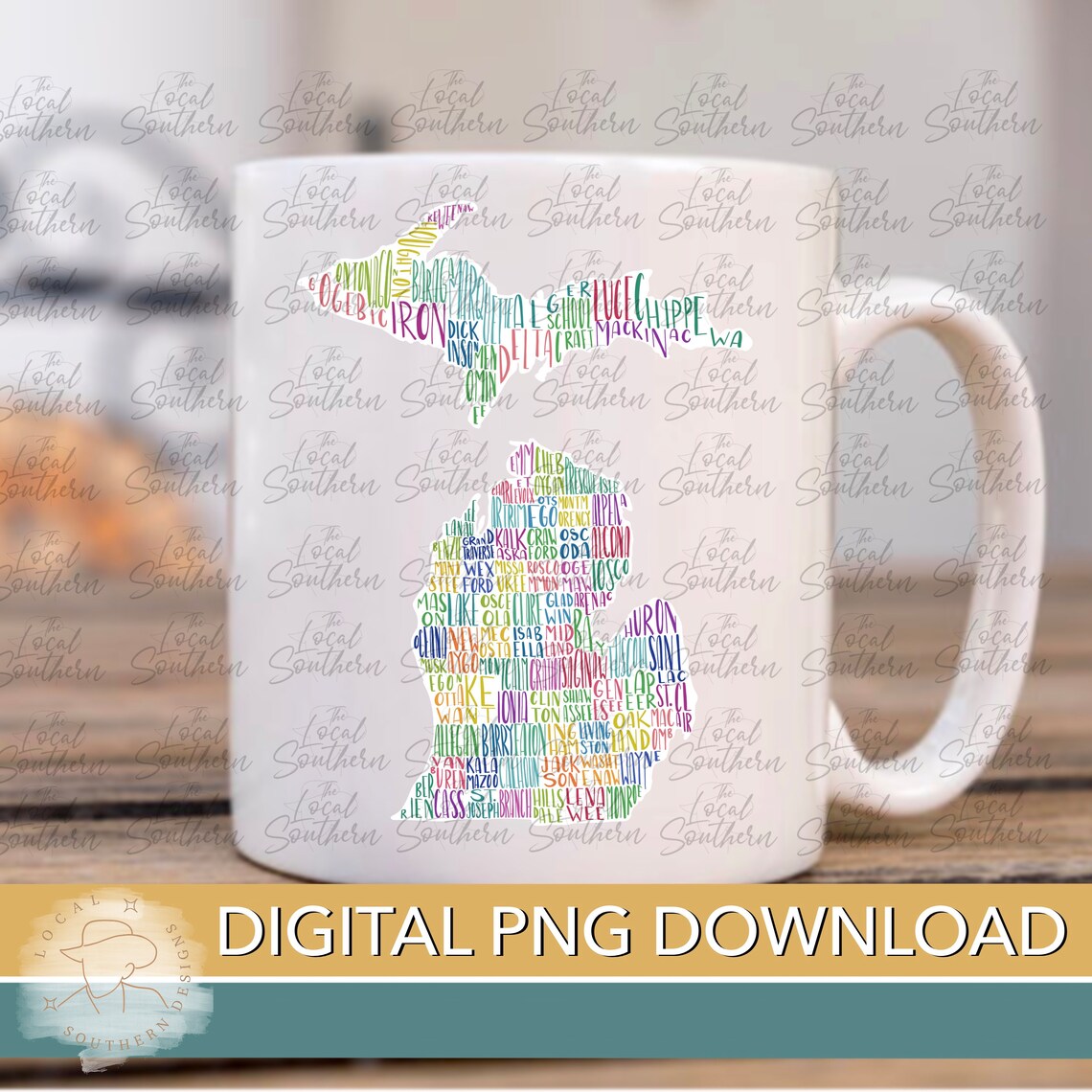 DIGITAL State of Michigan Colorful Counties Hand Lettering PNG - Etsy