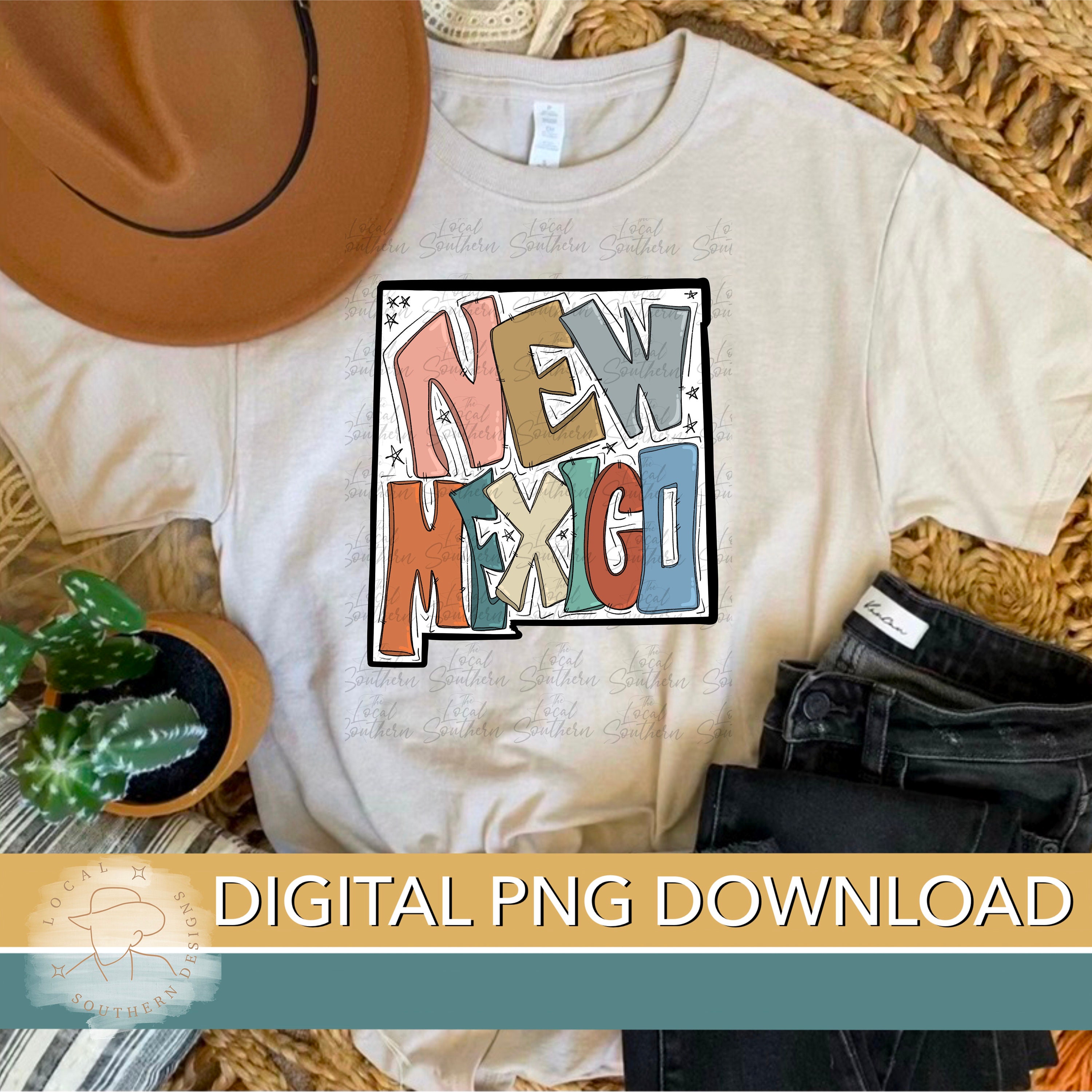 DIGITAL Hand Drawn Lettering Retro State of New Mexico PNG FILE - Etsy