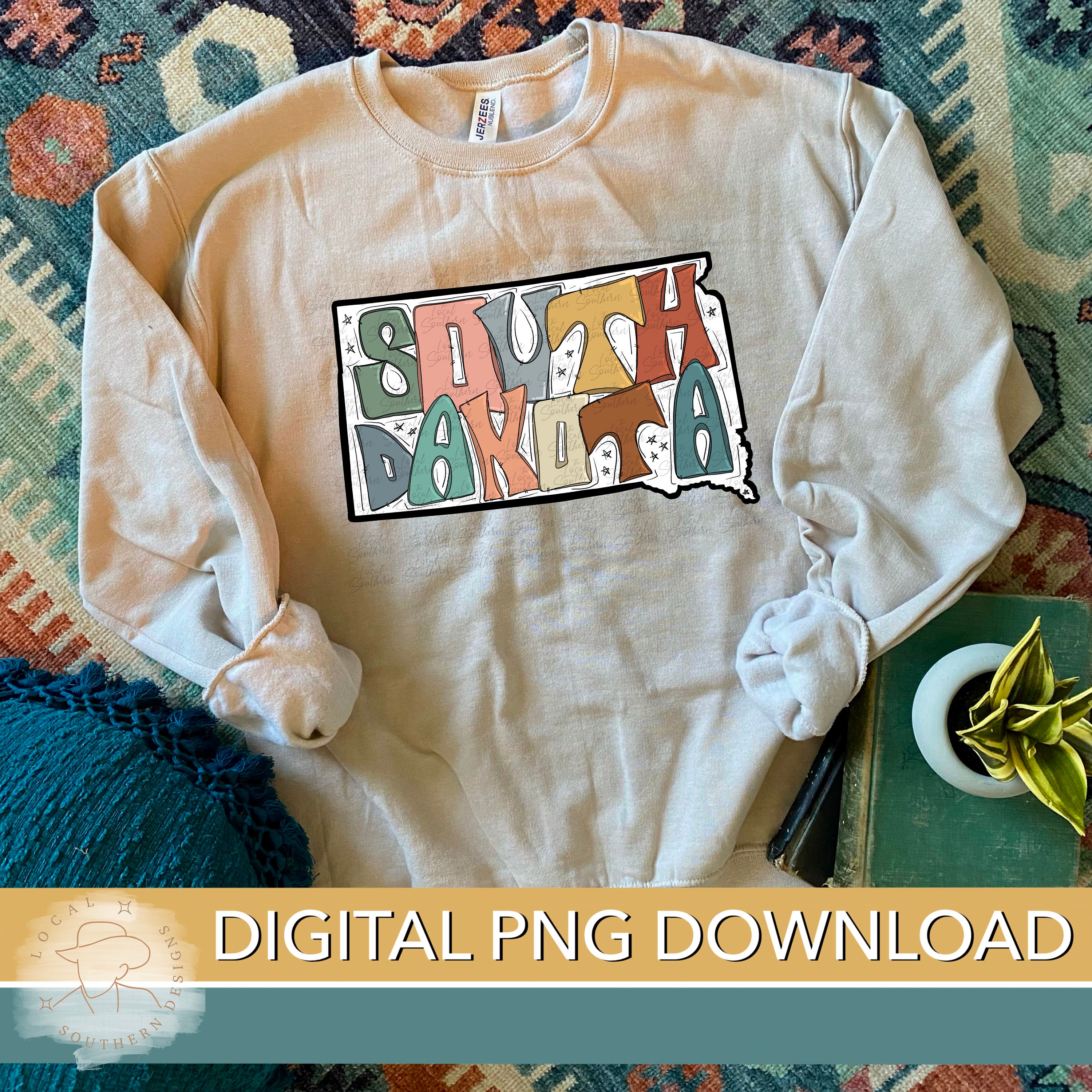 DIGITAL Hand Drawn Lettering Retro State of South Dakota PNG - Etsy