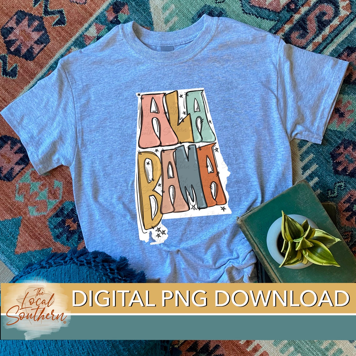 DIGITAL Hand Drawn Lettering Retro State of Alabama PNG FILE - Etsy