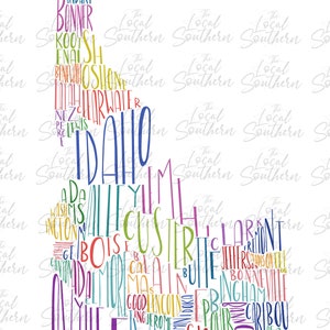 DIGITAL State of Idaho Colorful Counties Hand Lettering PNG - Etsy