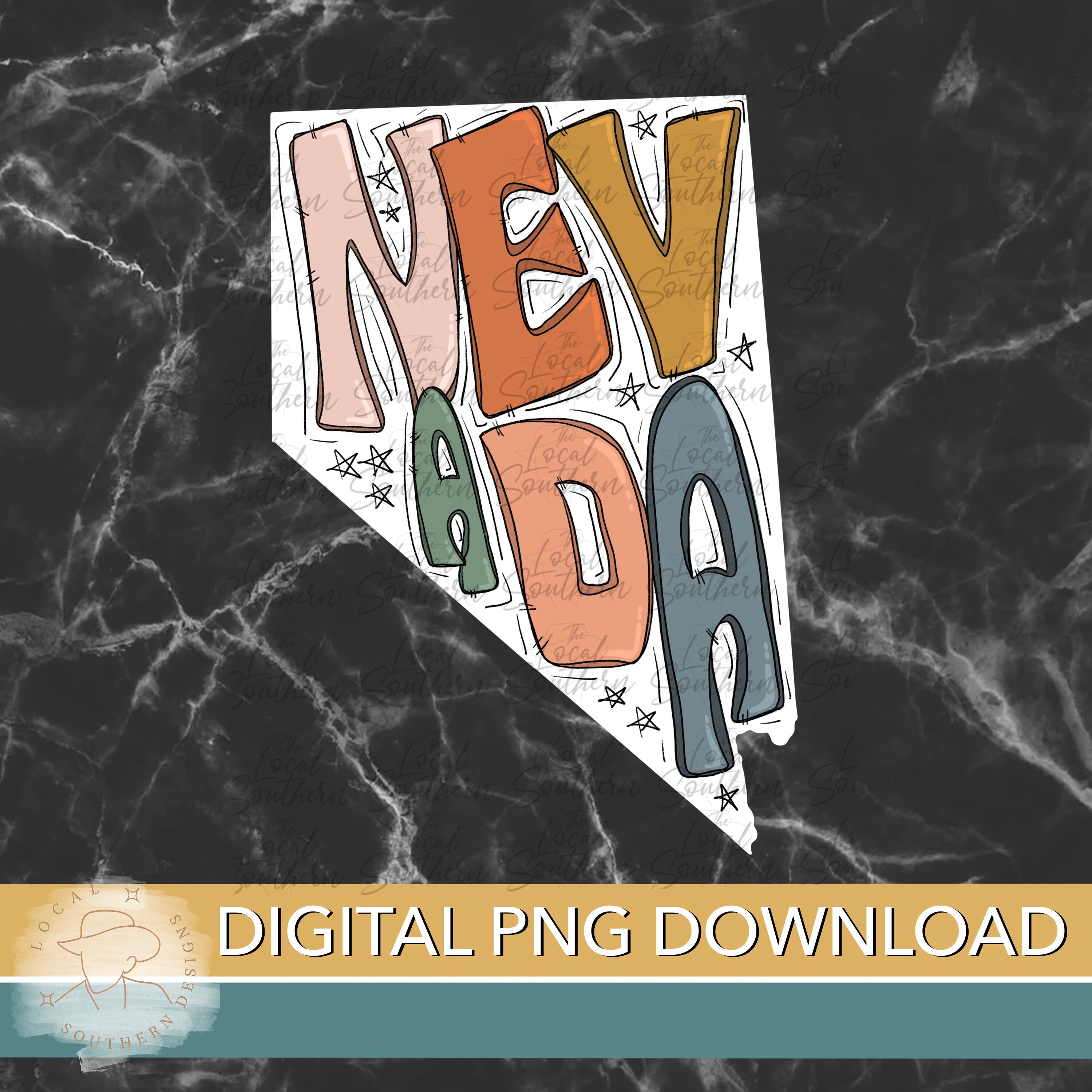 DIGITAL Hand Drawn Lettering Retro State of Nevada PNG FILE - Etsy