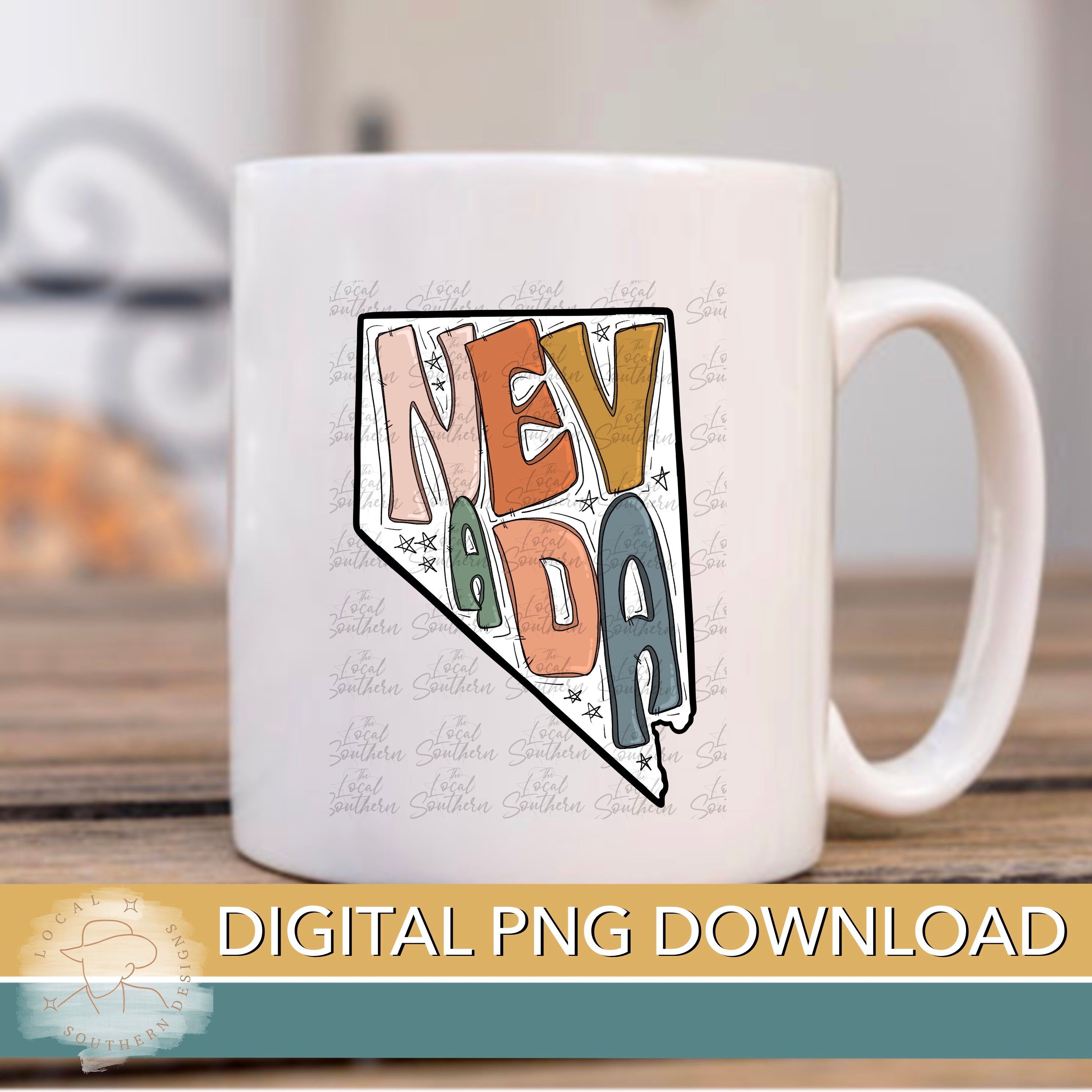 DIGITAL Hand Drawn Lettering Retro State of Nevada PNG FILE - Etsy