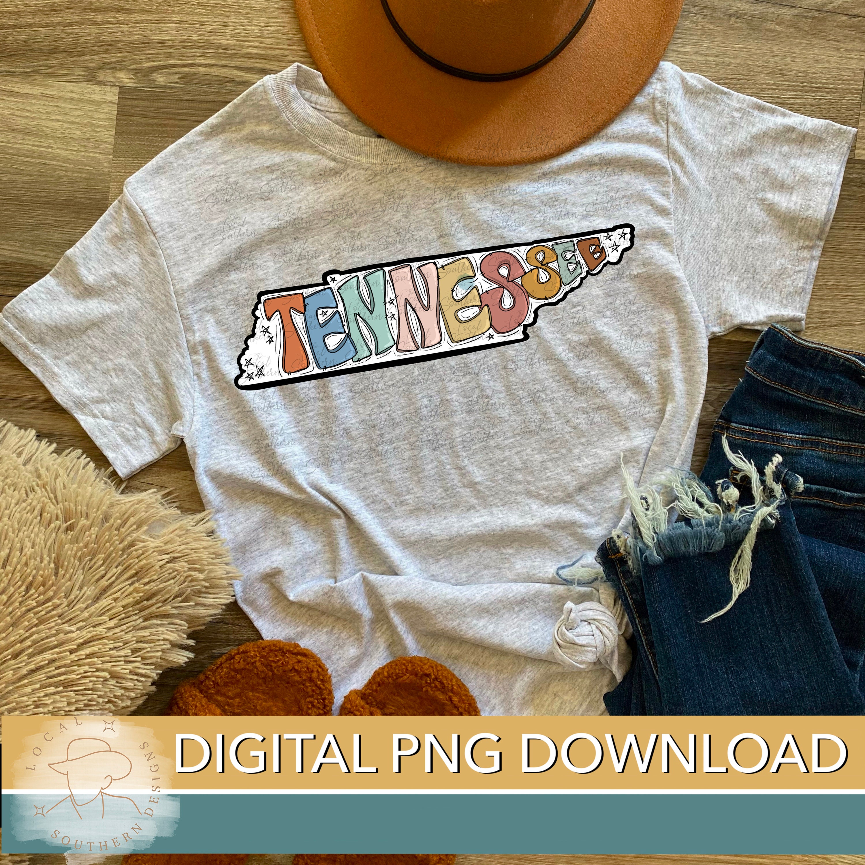 DIGITAL Hand Drawn Lettering Retro State of Tennessee PNG FILE - Etsy