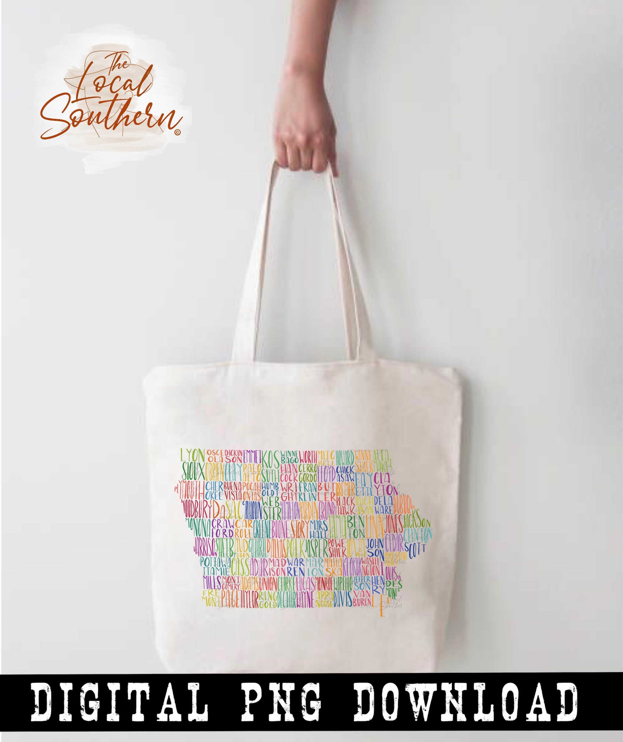 DIGITAL State of Iowa Colorful Counties Hand Lettering PNG - Etsy