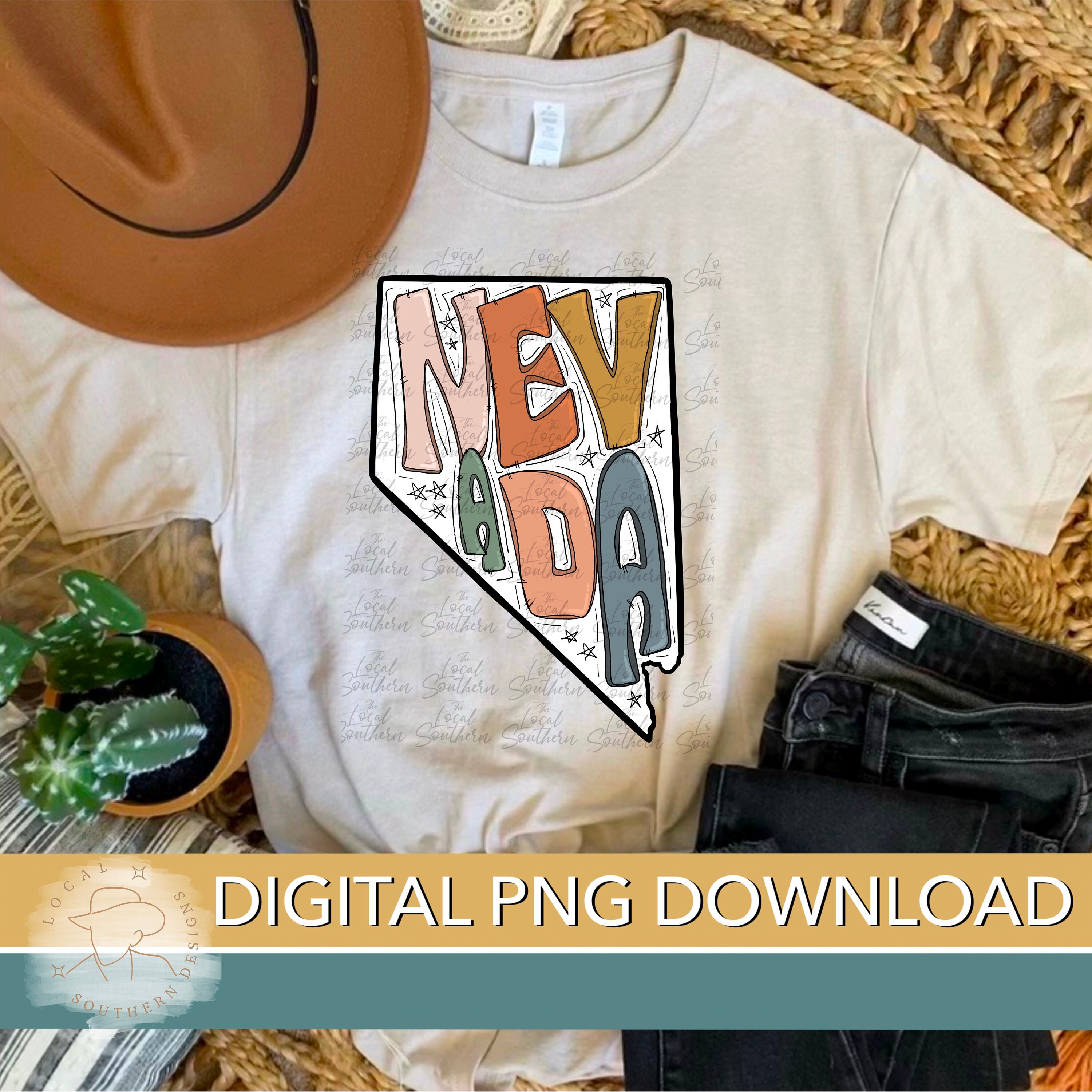 DIGITAL Hand Drawn Lettering Retro State of Nevada PNG FILE - Etsy