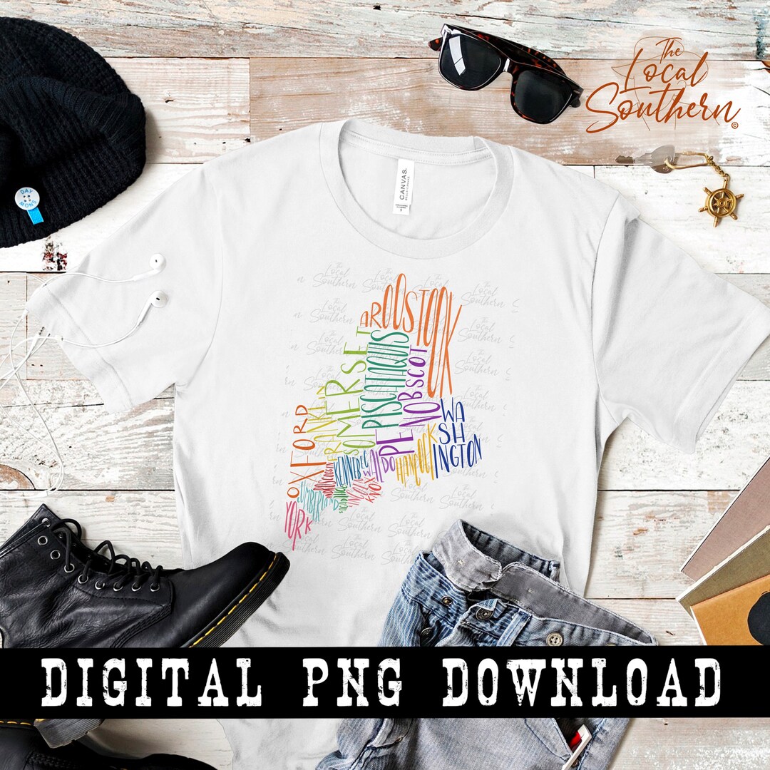 DIGITAL State of Maine Colorful Counties Hand Lettering PNG - Etsy