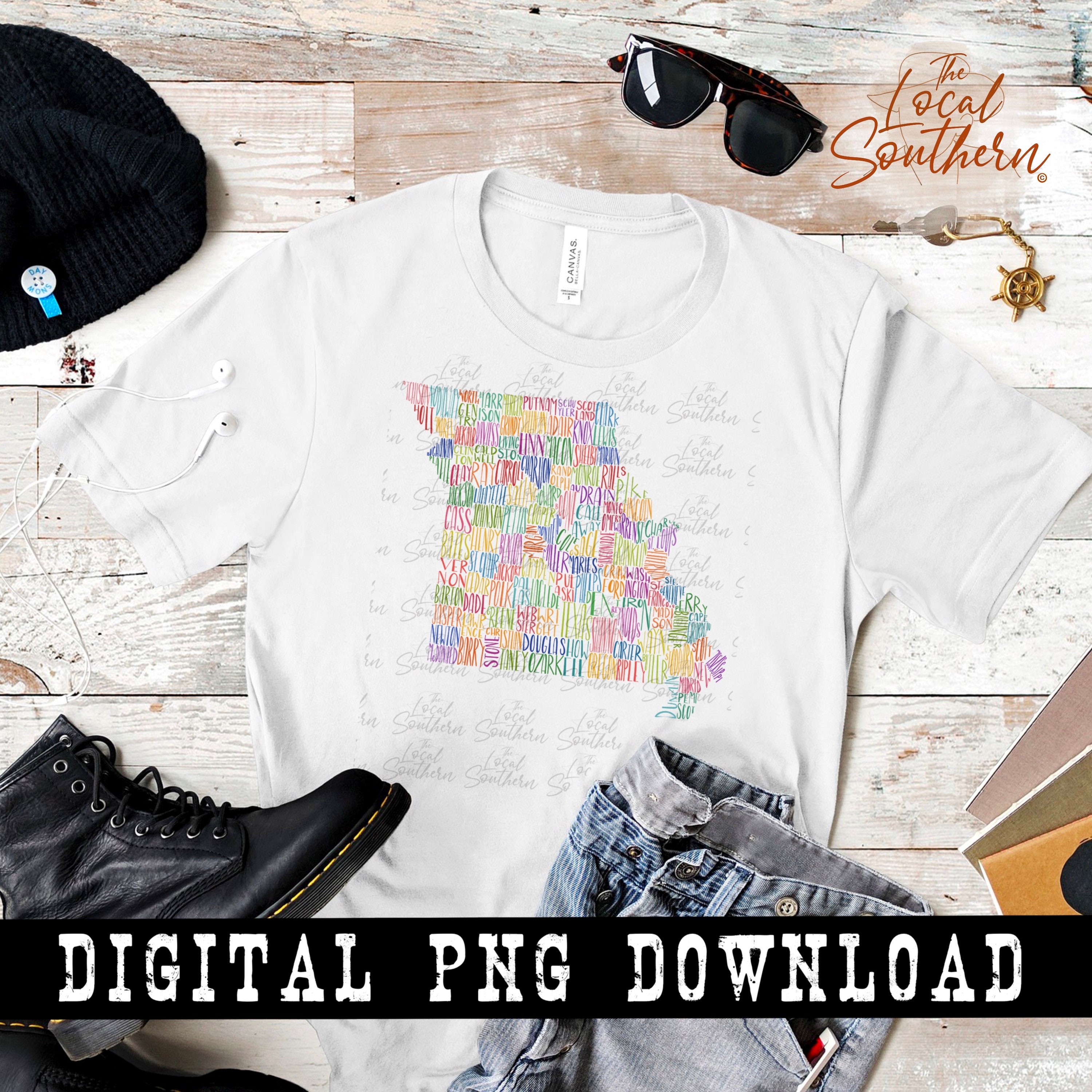 DIGITAL State of Missouri Colorful Counties Hand Lettering / Color and ...