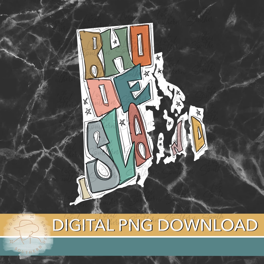 DIGITAL Hand Drawn Lettering Retro State of Rhode Island PNG FILE - Etsy