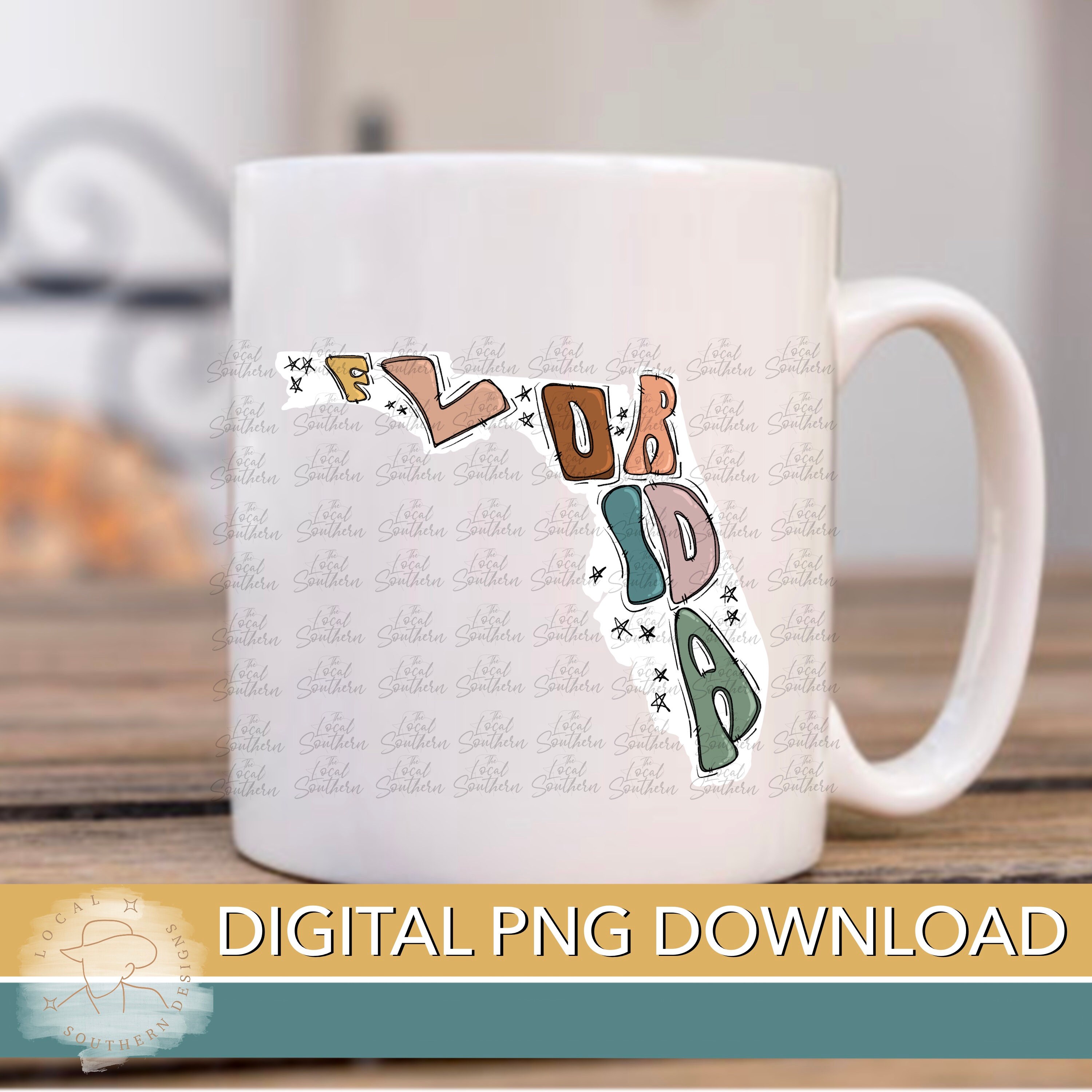 DIGITAL Hand Drawn Lettering Retro State of Florida PNG FILE - Etsy