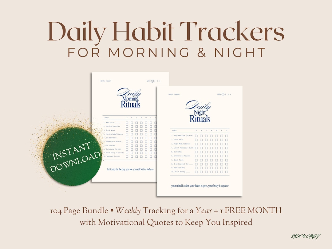 Daily Habit Trackers for Morning & Night | Weekly Tracking | Printable ...