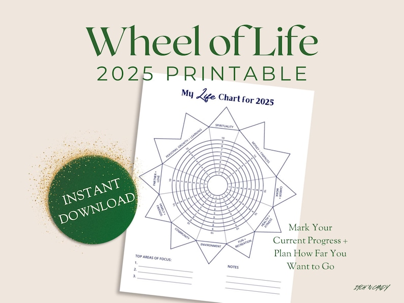 Wheel of Life Printable | My Life Chart for 2025 | Download ...