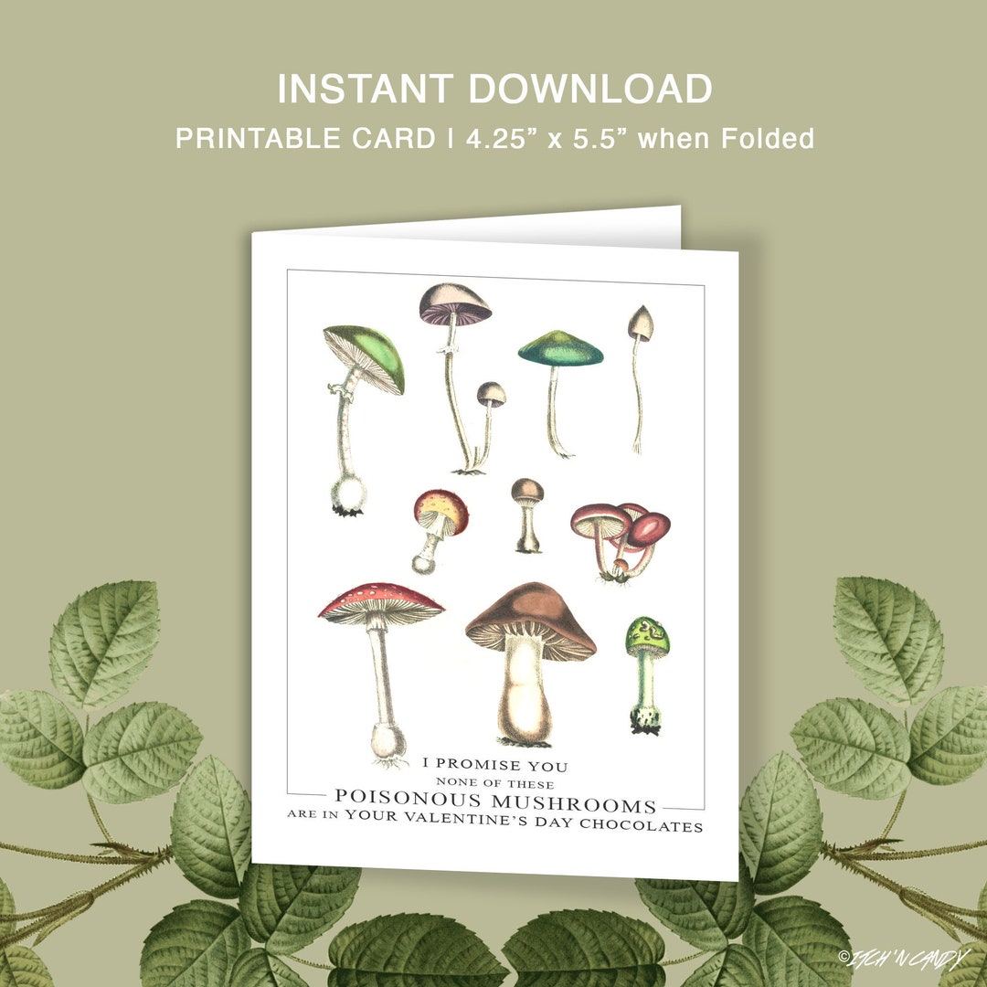 Poisonous Mushrooms Valentine's Day Card | Printable | Digital Card ...