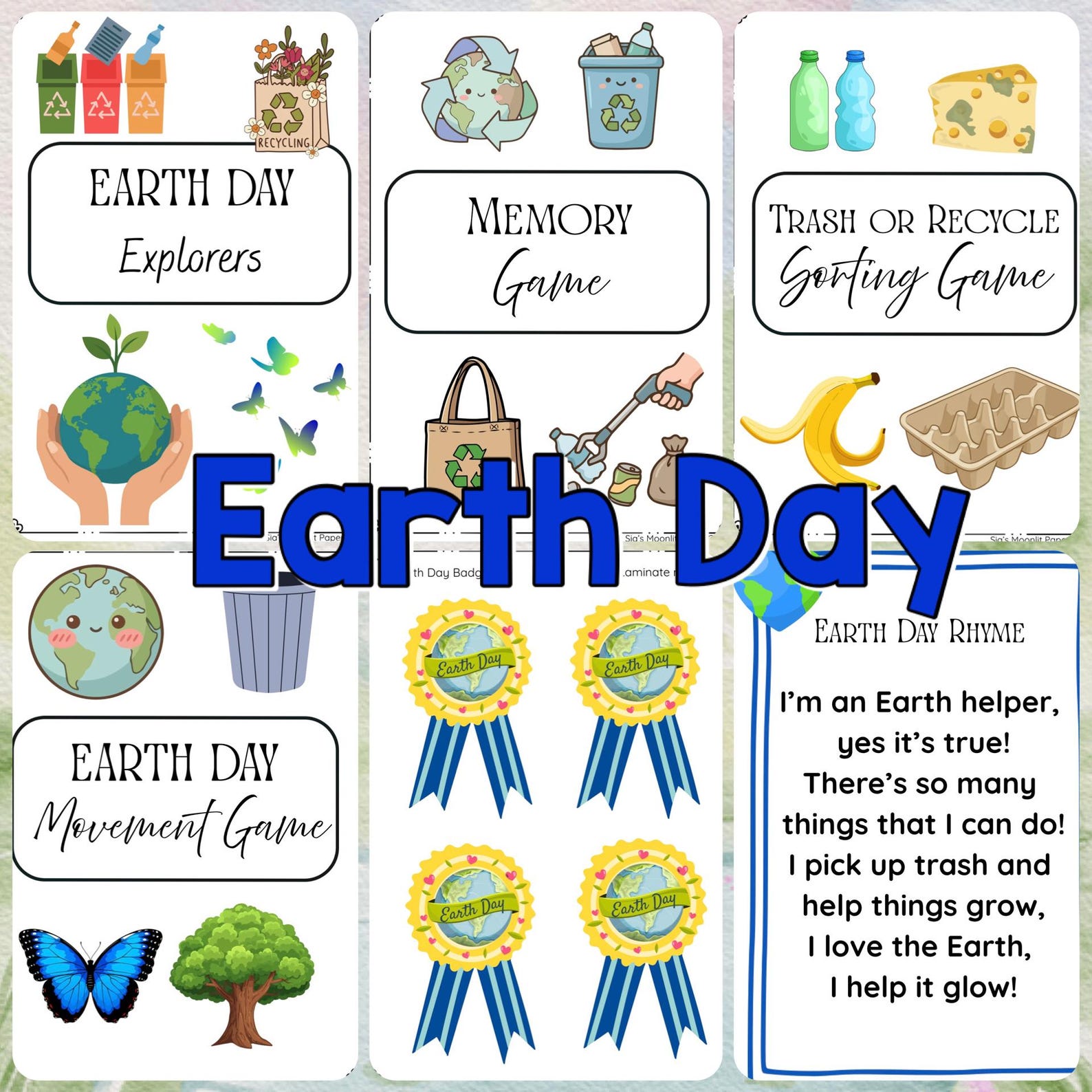 Earth Day Preschool Printables | Recycling, Sorting, Movement Games ...