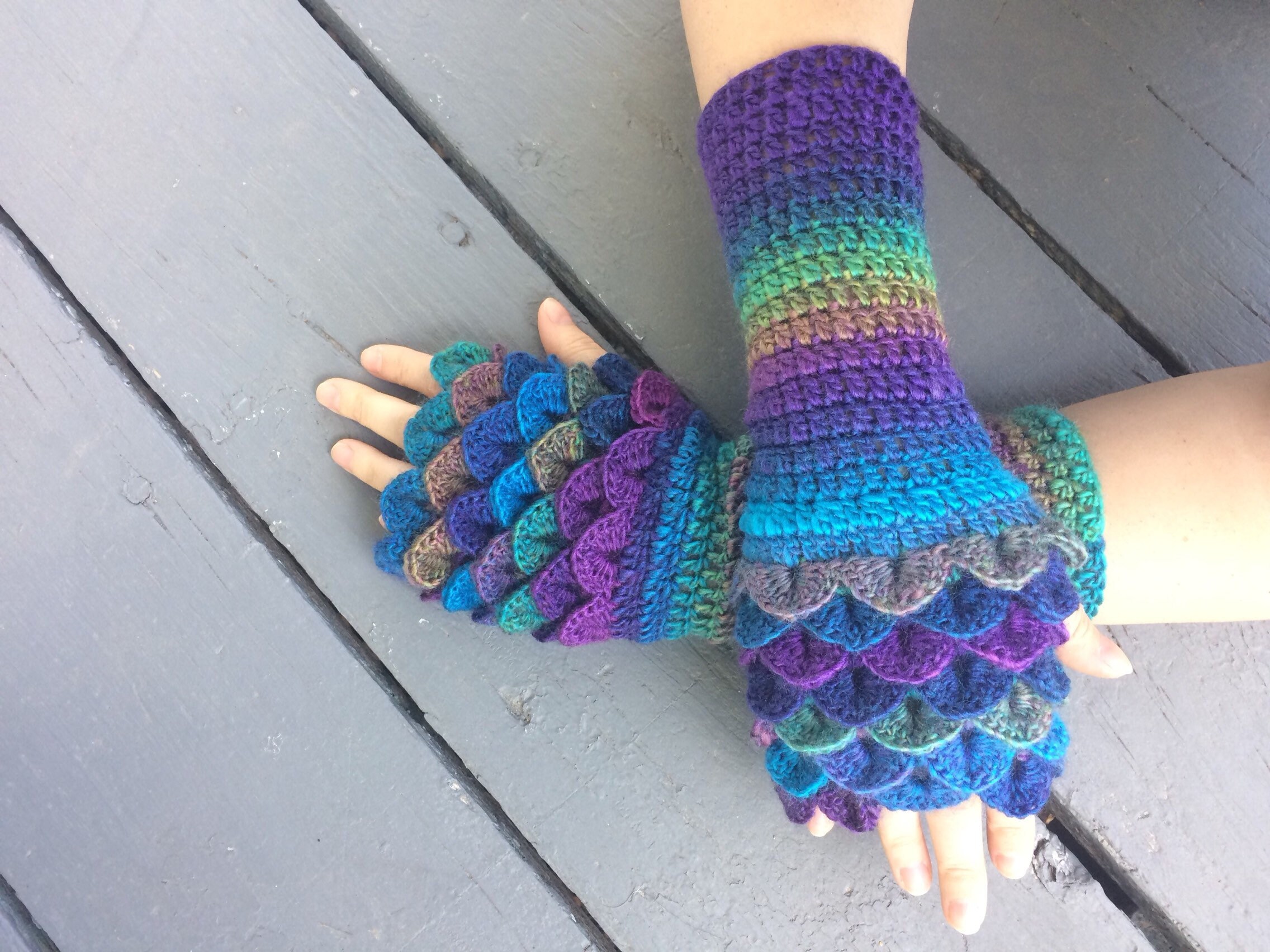 Handmade Crochet Crocodile Stitch/dragon Scale Fingerless - Etsy
