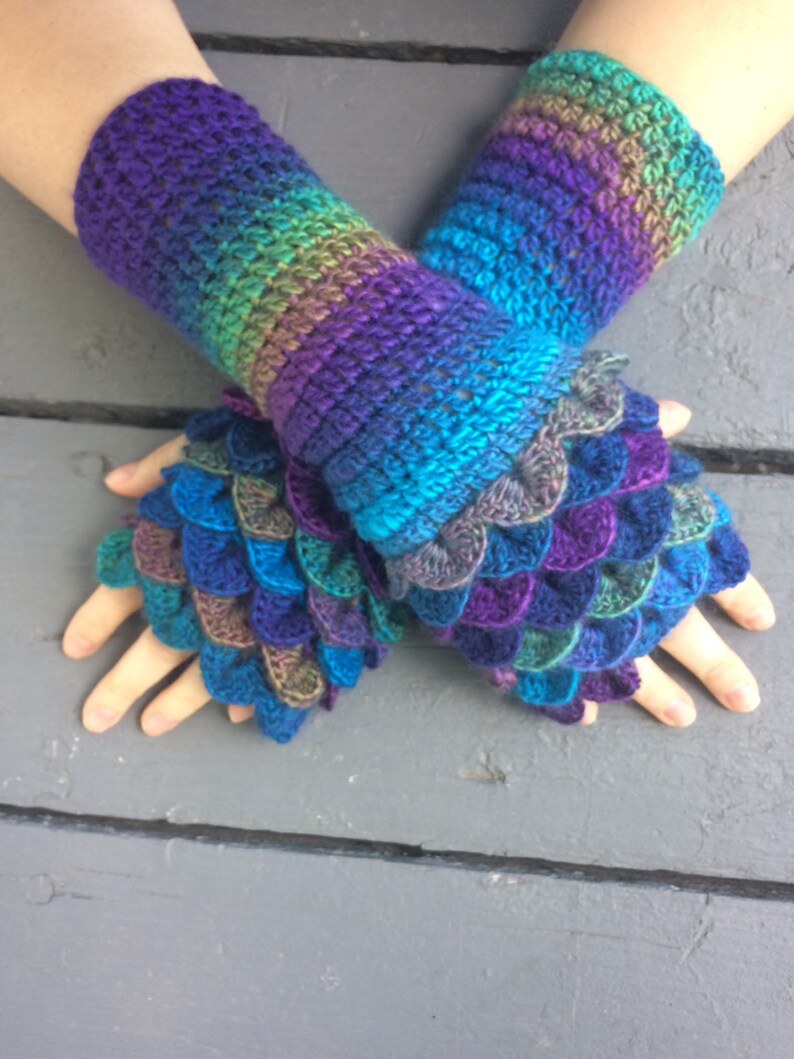 Handmade Crochet Crocodile Stitch/dragon Scale Fingerless - Etsy