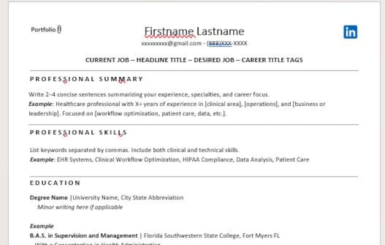 Modern Resume Template - ATS Resume - Microsoft Word Compatible - RN ...