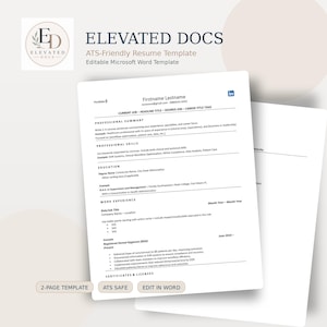 Modern Resume Template - ATS Resume - Microsoft Word Compatible - RN ...